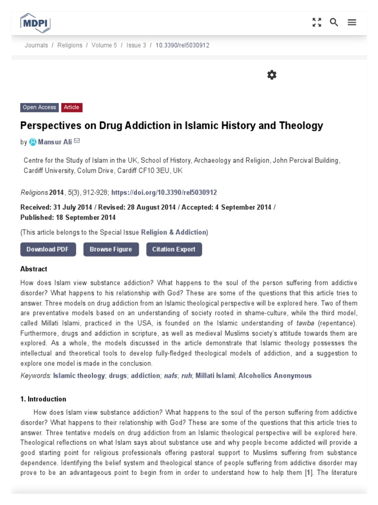 Religions - Free Full-Text - Perspectives On Drug Addiction in Islamic History and Theology ...