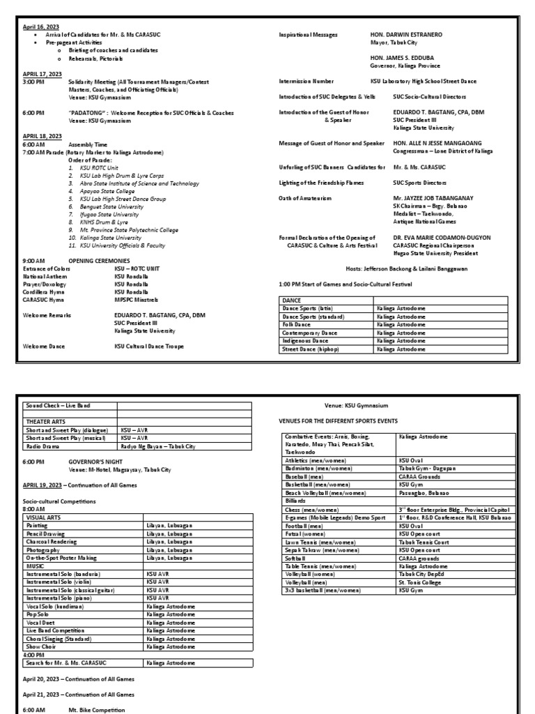 2023 Carasuc Program | Download Free PDF | Entertainment