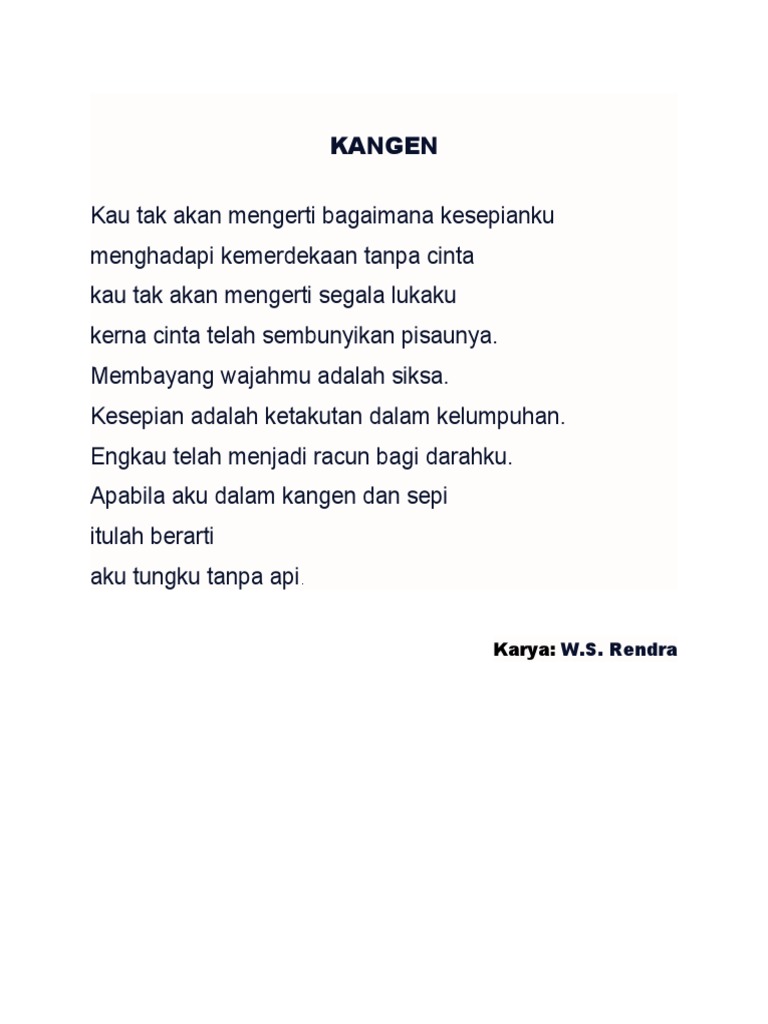 Puisi Kangen oleh W.S. Rendra | PDF