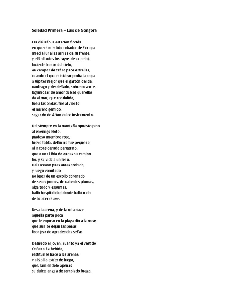 Soledad Primera - Luis de Góngora | PDF