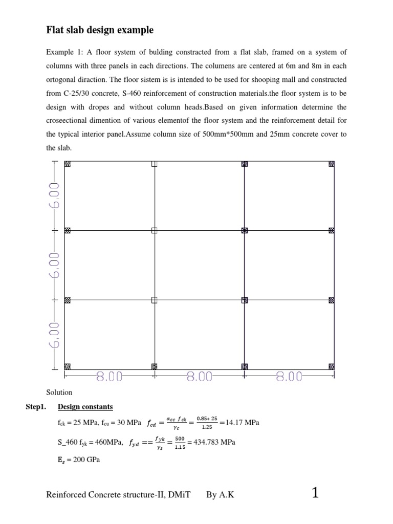 Example On Flat Slab DMiT | PDF | Column | Building Engineering
