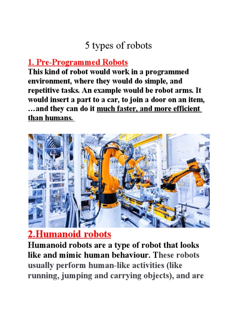 Overview of 5 Robot Types | PDF | Young Adult