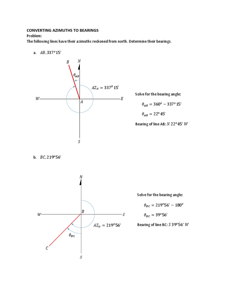 Problem3 Converting Azimuths To Bearings Pdf