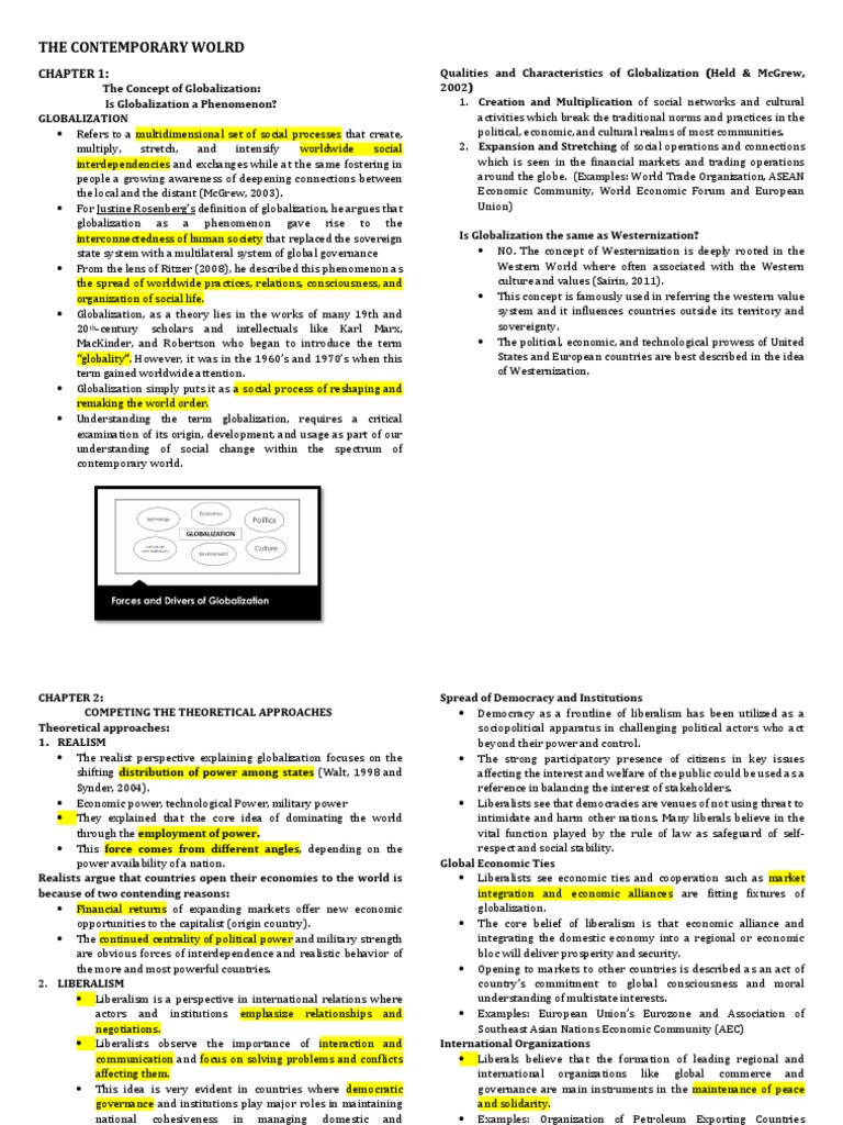 THE CONTEMPORARY WORLD CHAPTER 1 To 7 | PDF | Globalization | Institution