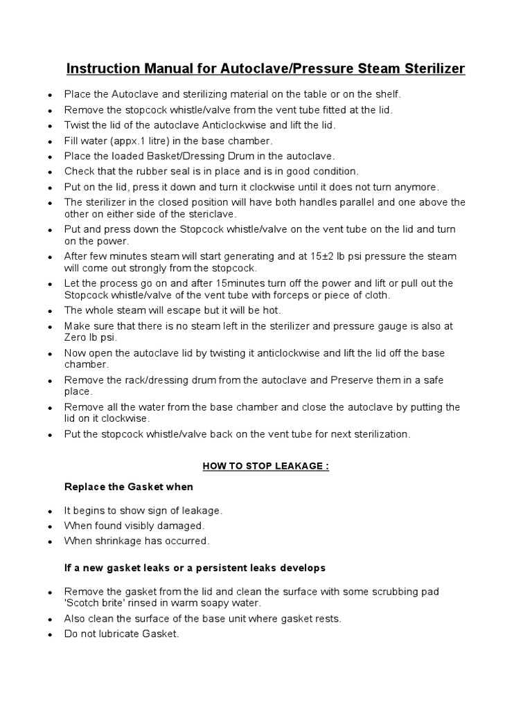 Operating Instructions - Autoclave | Download Free PDF | Valve ...