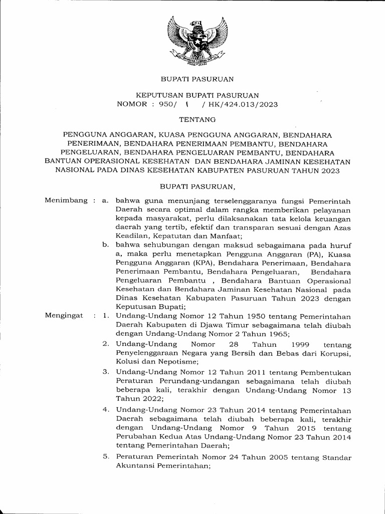 SK Pa - Kpa - Bendahara Dinkes 2023 | PDF