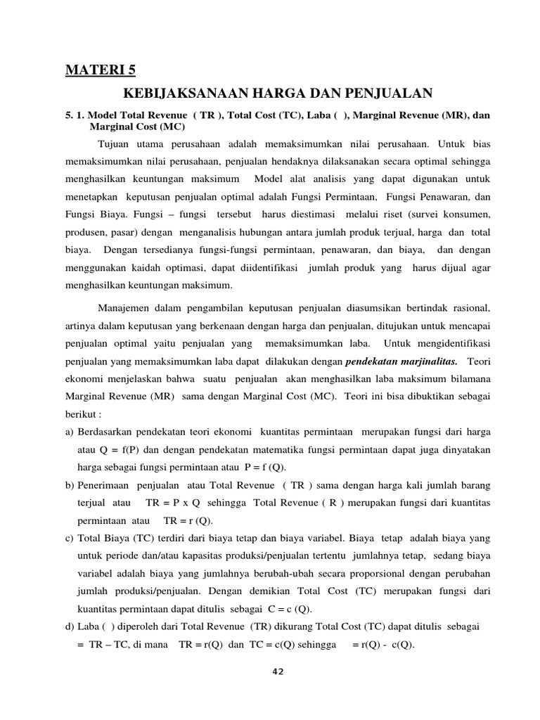 Materi 5 Kebijaksanaan Harga Dan Penjualan | PDF