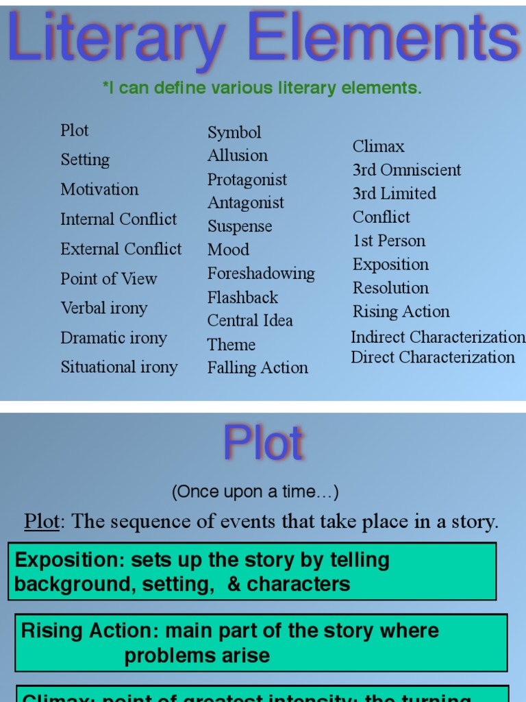Literary Elements Powerpoint PDF | PDF | Plot (Narrative) | Narration