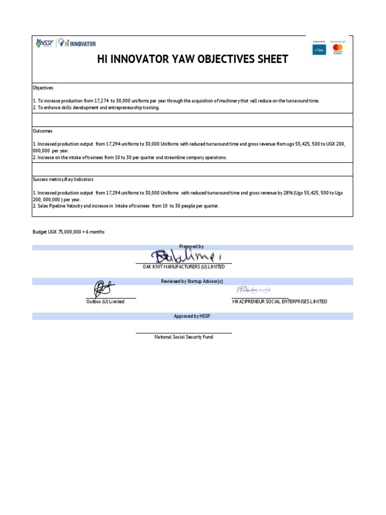 Hi Innovator YAW Planning & Reporting - Oak Knit Manufacturers (U ...