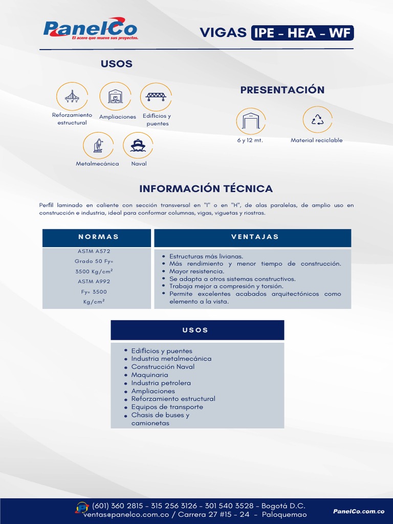 Ficha Tecnica Vigas Ipe Hea WF | PDF