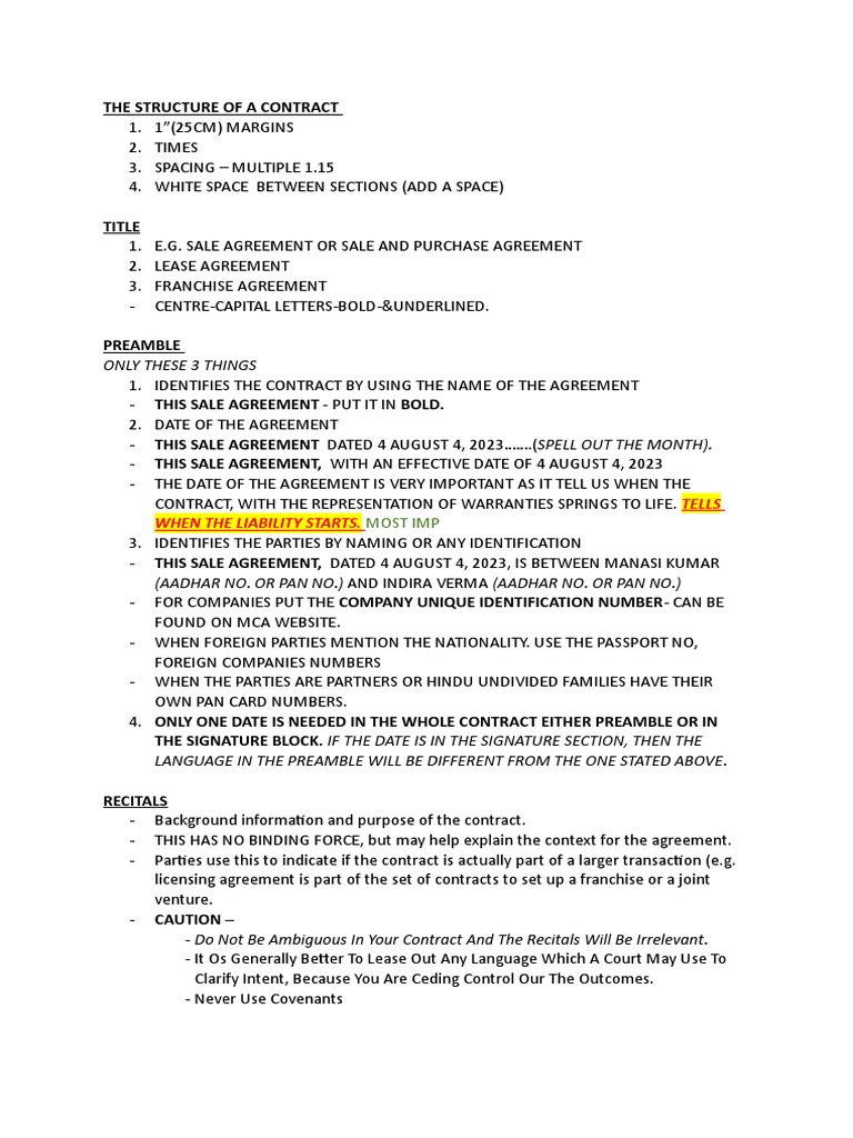 The Structure of A Contract: Only These 3 Things | PDF | Covenant (Law ...