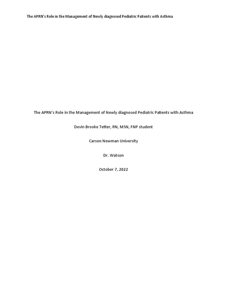 Advanced Practice Project Paper (Heather Fraysier) | PDF | Science ...