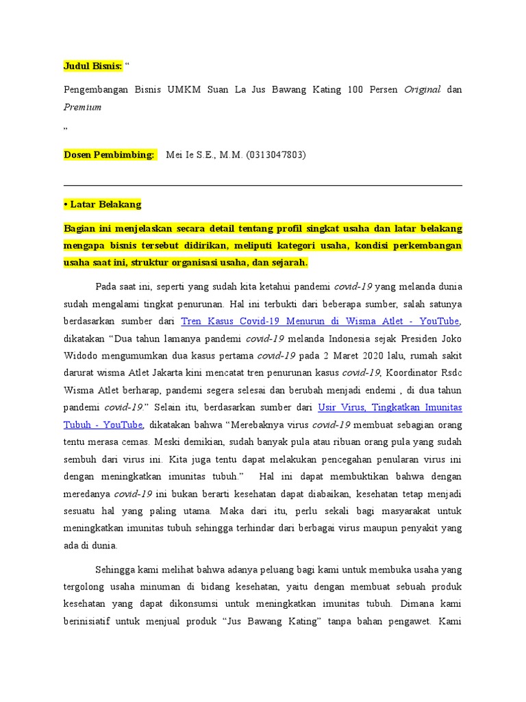 Contoh Proposal Kemdikbud P2MW 2022 Suan La | PDF