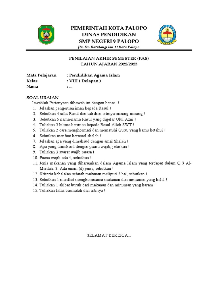 Soal PAI Kelas VIII | PDF