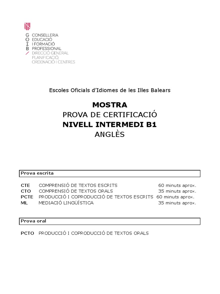 B1 English Certification Exam Sample | PDF