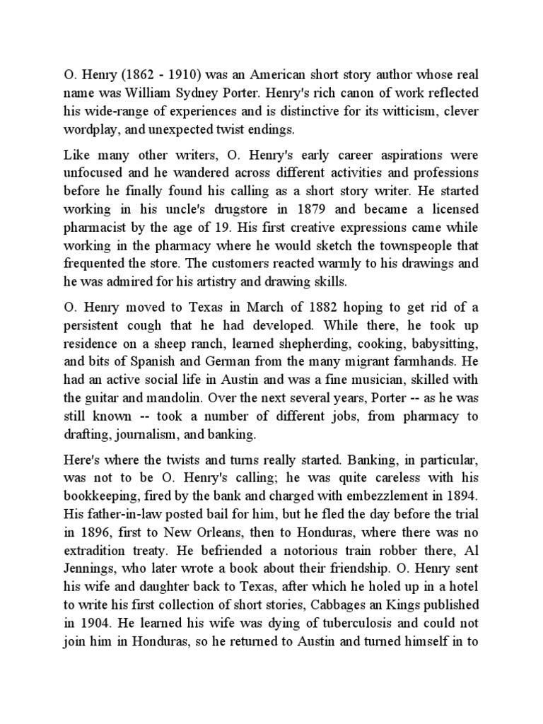 O Henry - Introduction-1 | Download Free PDF | O. Henry