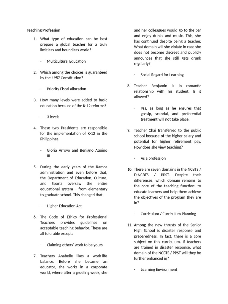 LEPT REVIEWER Prof - Ed | PDF | Curriculum | Learning