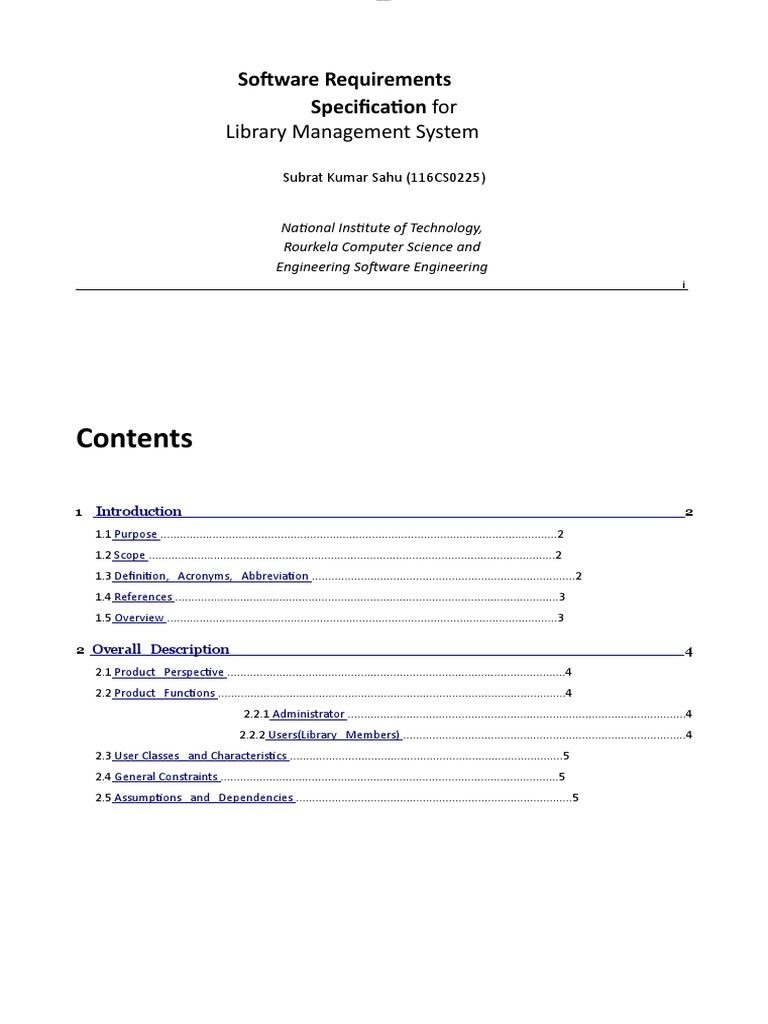Library Management System Srs | PDF | Libraries | Databases