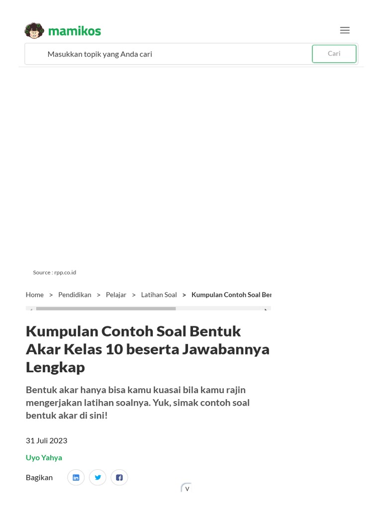 Kumpulan Contoh Soal Bentuk Akar Kelas 10 Beserta Jawabannya Lengkap ...