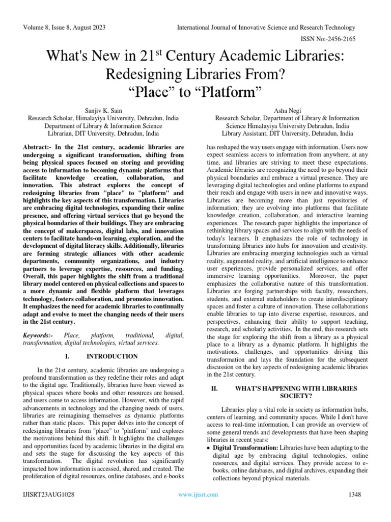 What's New in 21st Century Academic Libraries: Redesigning Libraries ...