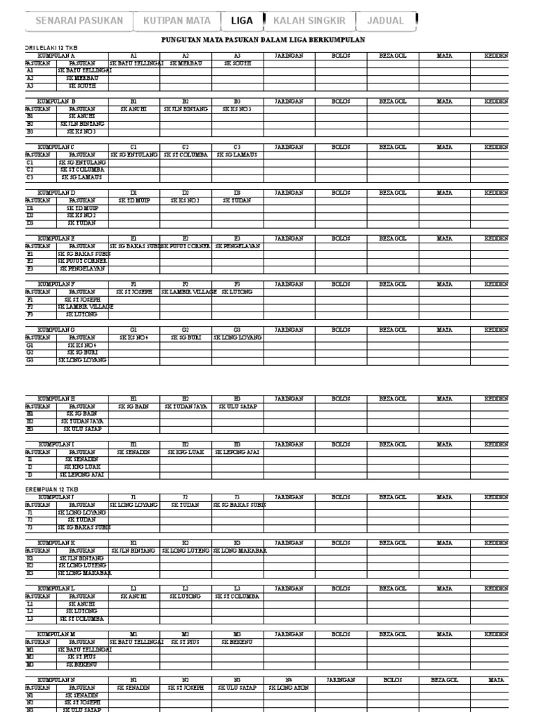 Jadual Perlawanan | PDF