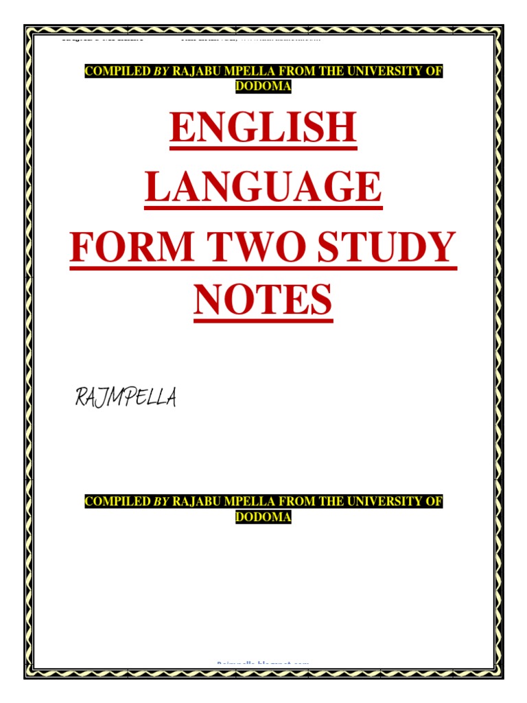 English Language Form Two Notes | PDF | Question | Grammar