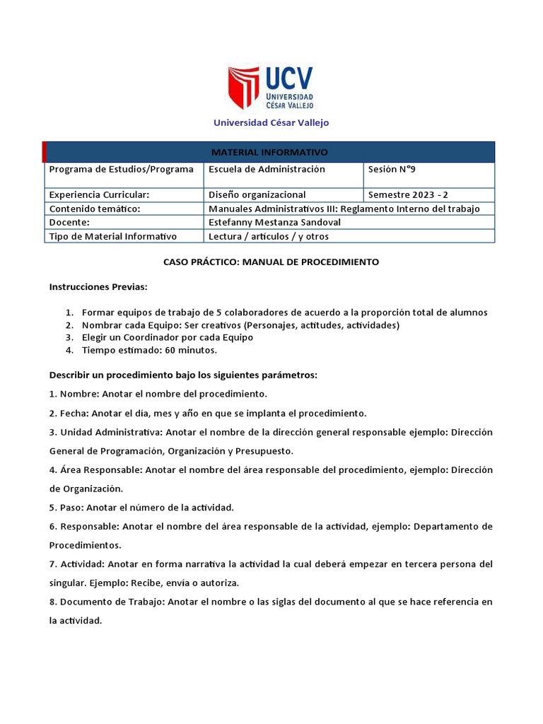 Caso Práctico Manual de Procedimientos | PDF