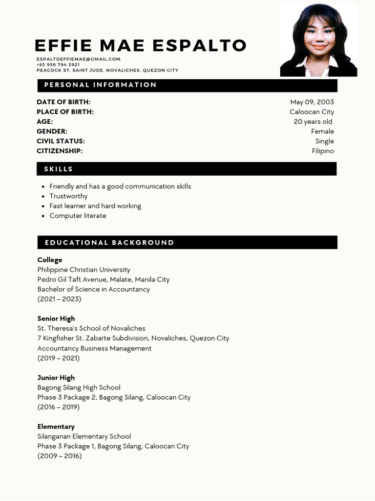 Effie Mae Espalto's Resume | PDF