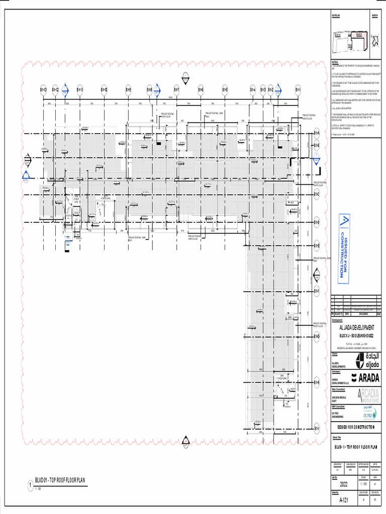 A-121 - Blvd- 1 - Top Roof Floor Plan | PDF | Drawing | Artistic Techniques