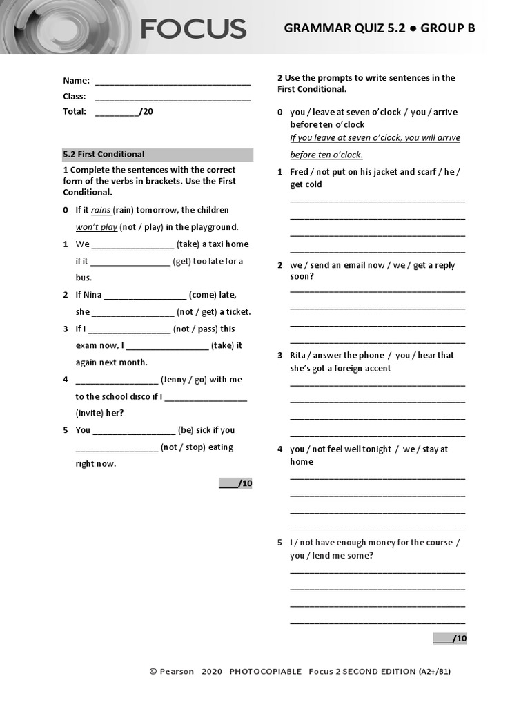 Focus2_2E_Grammar_Quiz_Unit5_2_GroupB | PDF | Human Communication ...