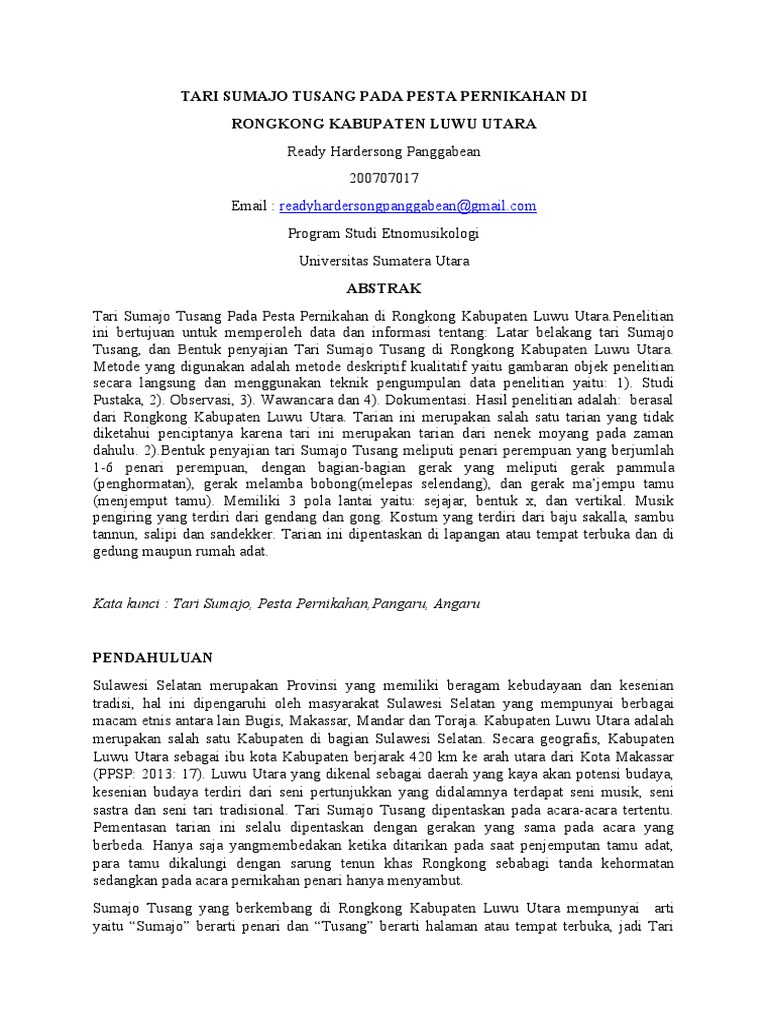 Tari Sumajo Tusang di Pernikahan | PDF | Seni