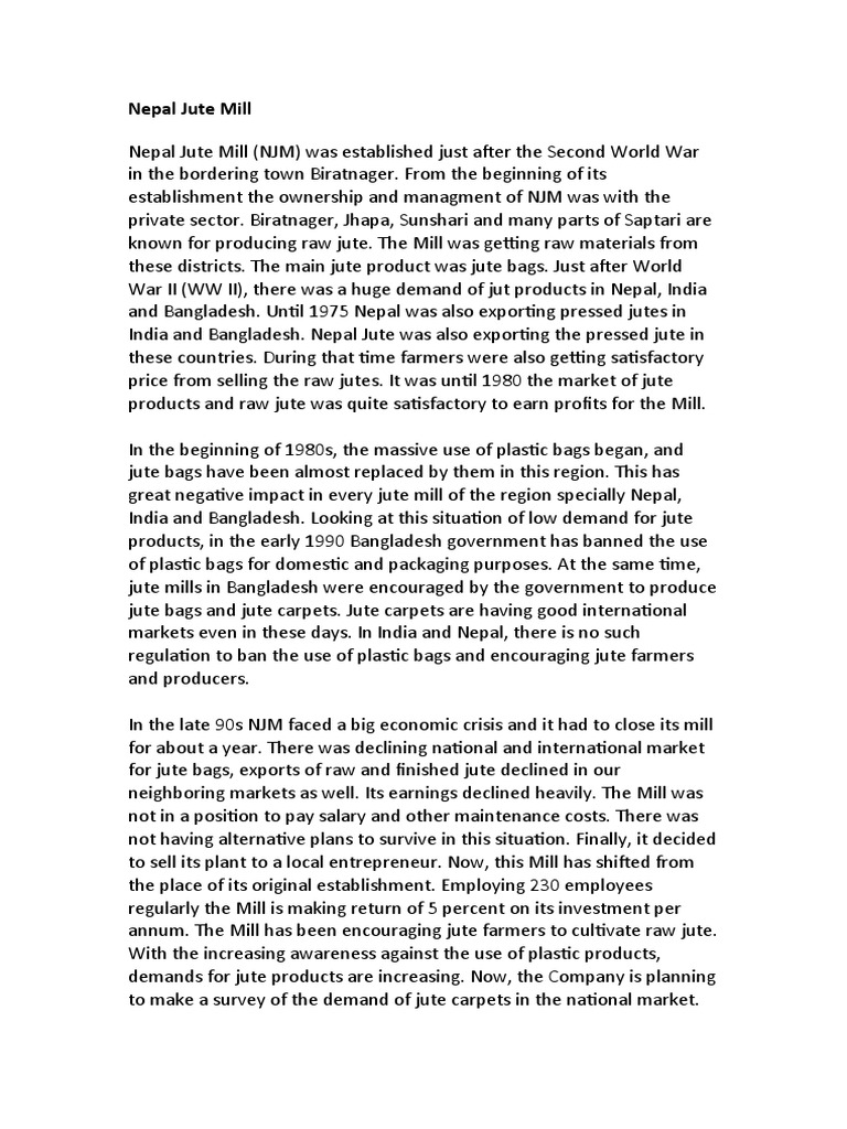 Nepal Jute Mill Case 2 | PDF | Jute | Market (Economics)