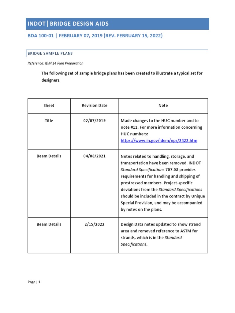 BDA 100_01 Bridge Sample Plans | PDF