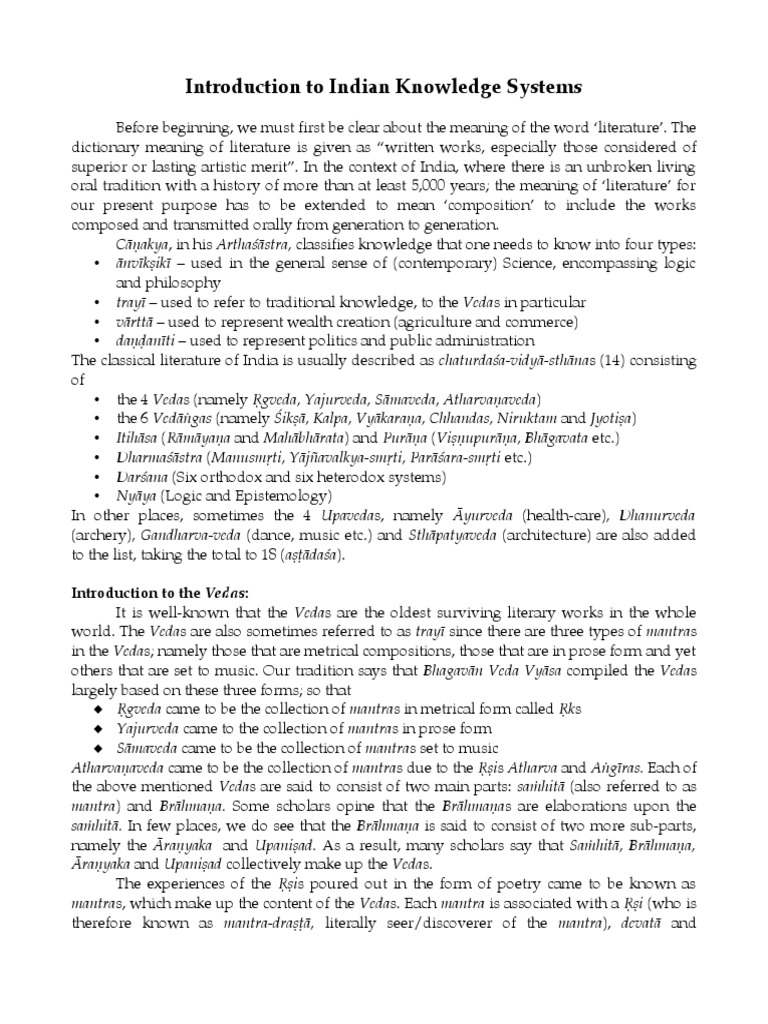 Indian Knowledge Systems Overview | PDF | Vedas | Hindu Philosophy
