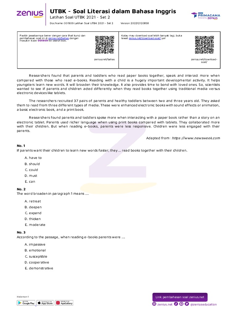 Latihan Soal UTBK 2021 - Set 2 | PDF | Artificial Intelligence | Intelligence (AI) & Semantics