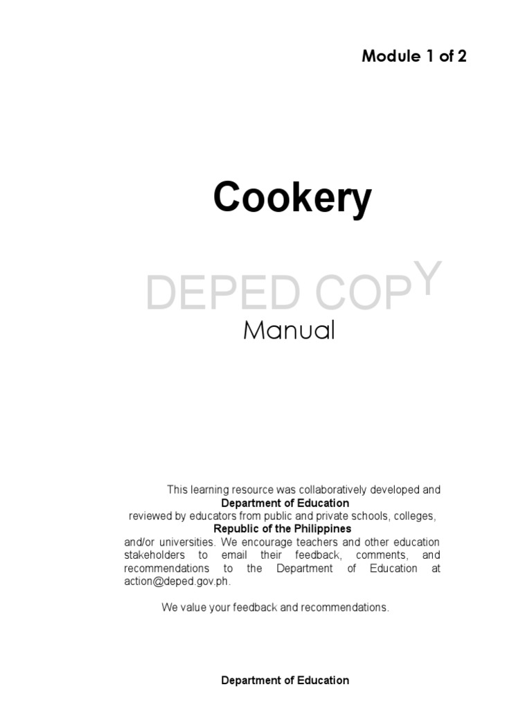 Cookery LM Mod.1 SHS V | PDF | Entrepreneurship | Learning