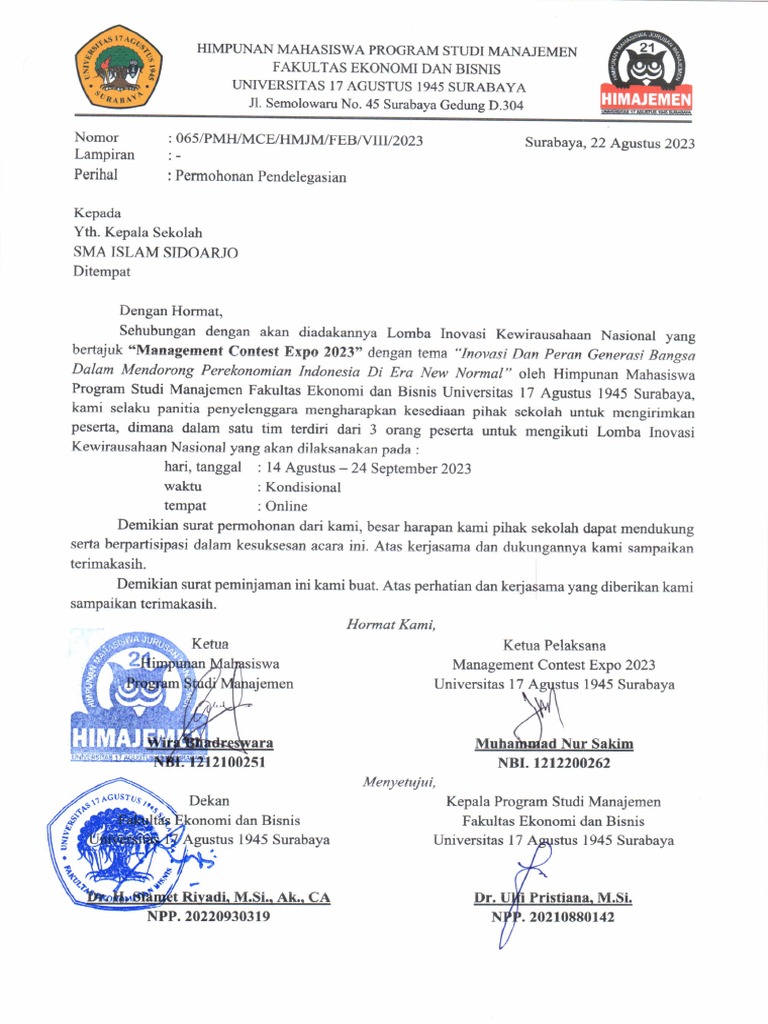 Contoh Surat Permohonan Izin Sosialisasi | PDF