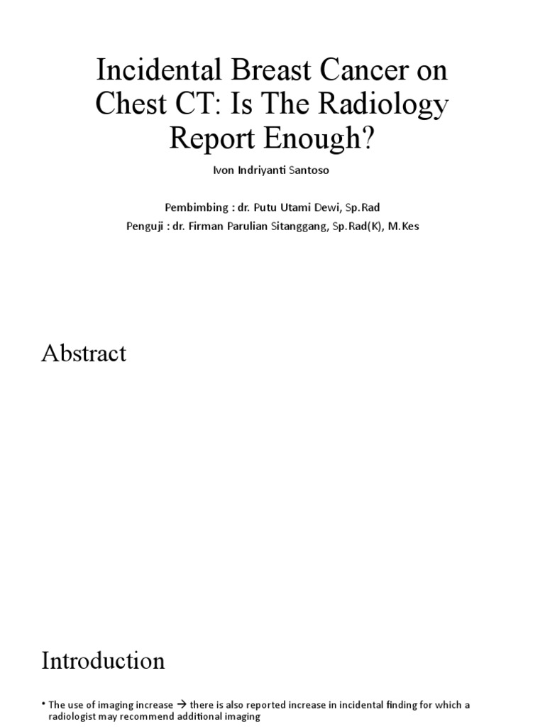 Draft PPT - Incidental Breast Cancer on Chest CT | PDF | Mammography | Breast Cancer