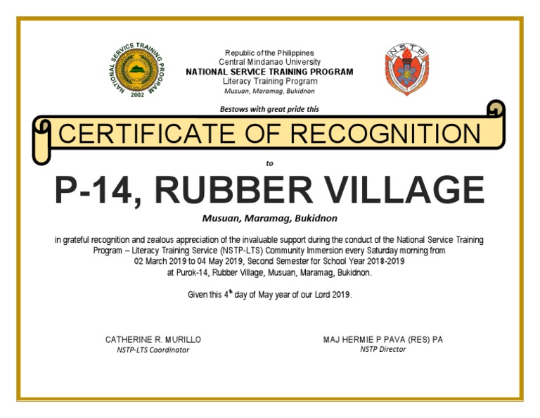 Certificate of Recognition For The Imm Site | PDF