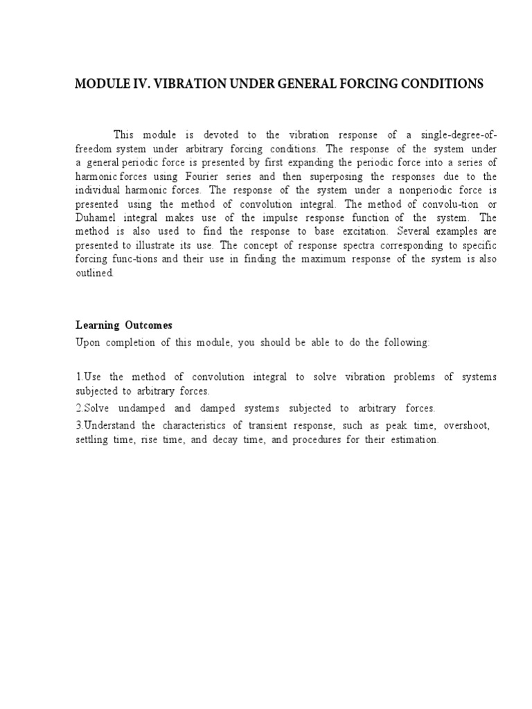 Module IV Vibration Engineering | PDF | Convolution | Mathematical Analysis
