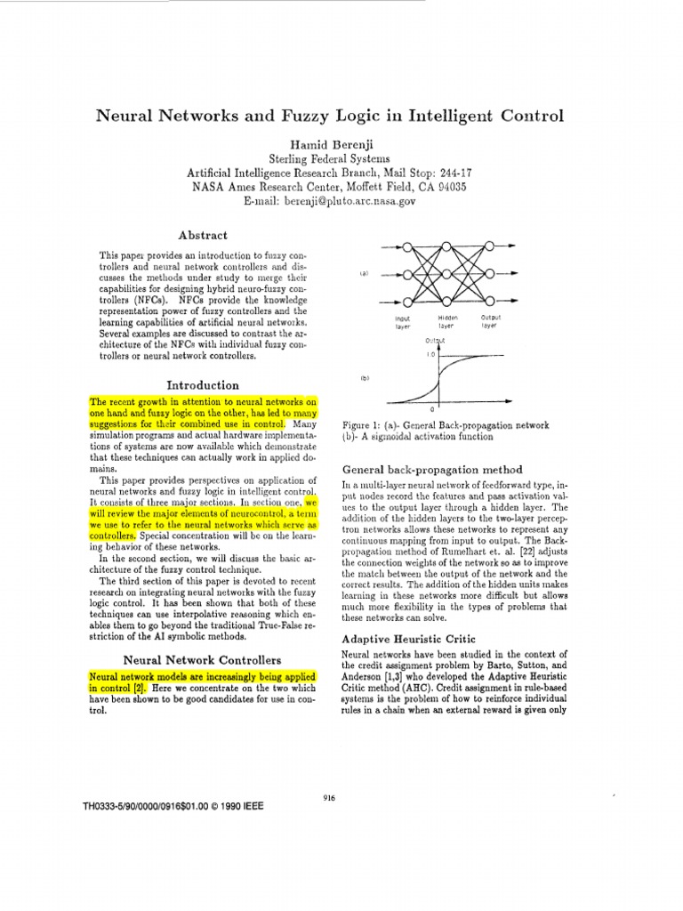 Neural Networks and Fuzzy Logic in Intelligent Control | PDF