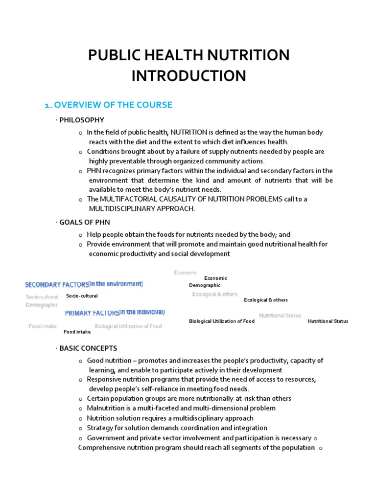 1PHN Introduction | PDF | Dietitian | Public Health