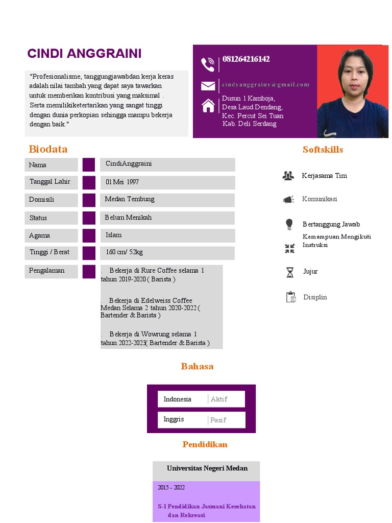 CV Cindy Anggraini | PDF