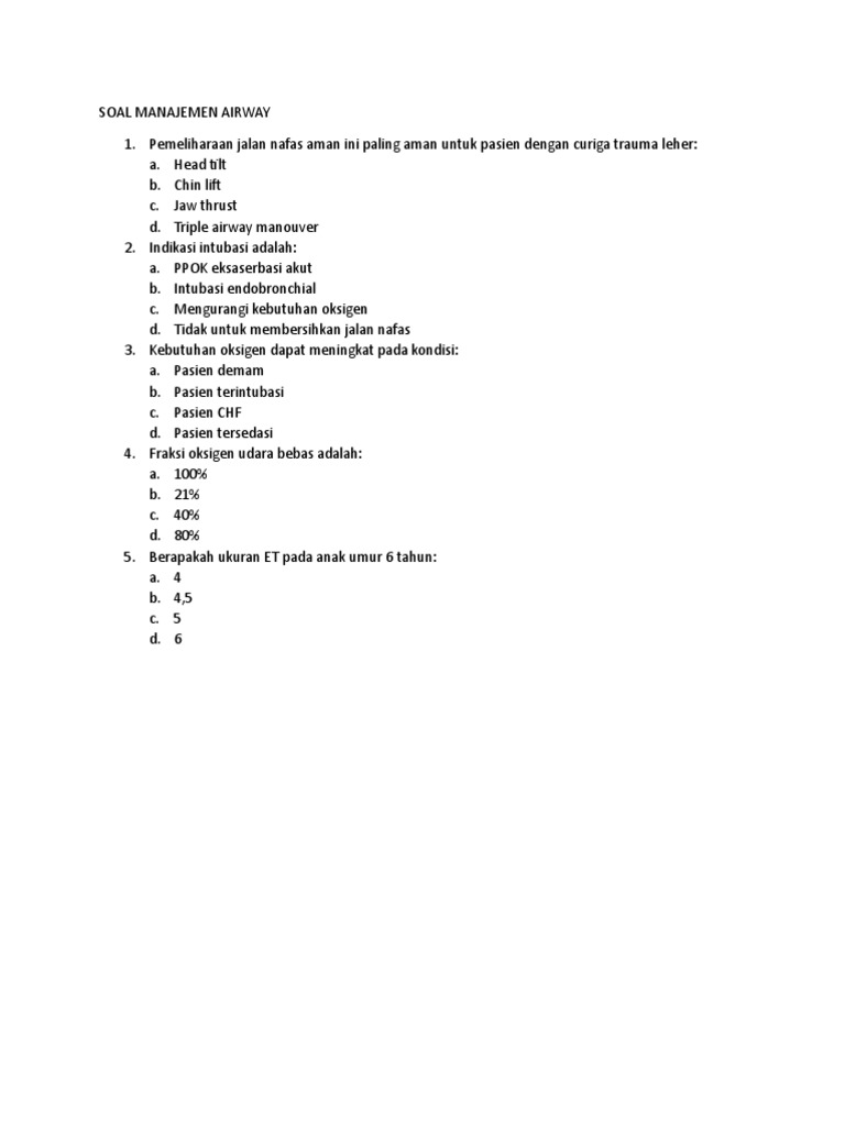 Soal Manajemen Airway | PDF