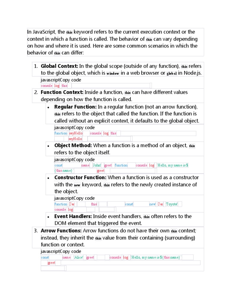 In Javascript This Keyword Pdf Java Script Programming 6449