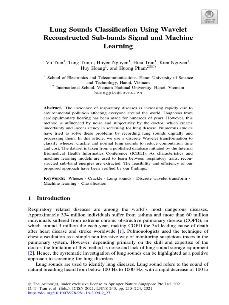 32 Lung Sounds Classification Using Wavelet Reconstructed Sub Bands ... 32 Lung Sounds Classification Using Wavelet Reconstructed Sub Bands ...