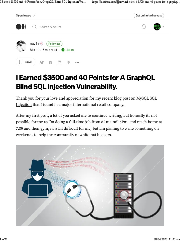 I Earned 3500 And 40 Points For A Graphql Blind Sql Injection