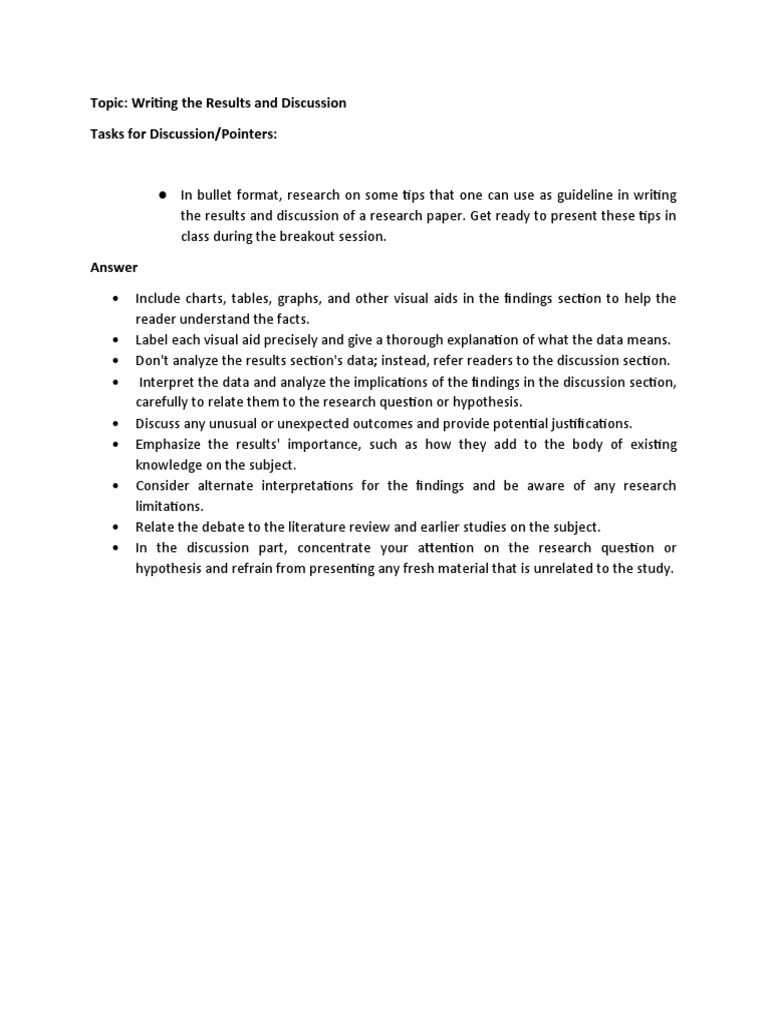 Tips for Writing Results and Discussion | PDF