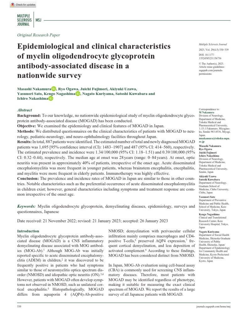 Nakamura Et Al 2023 Epidemiological and Clinical Characteristics of ...