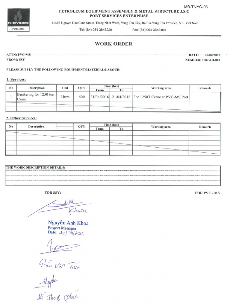 Word Order 001 For Requesting Diesel Oil | PDF